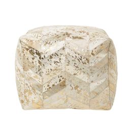 Homescapes PATCHWORK-SITZPOUF Fell creme-gold, 50/50/40 cm