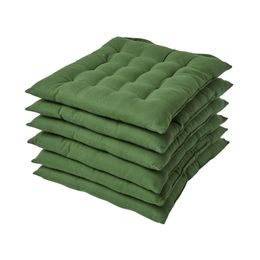 Homescapes STUHLKISSEN 6er-Set olivgr&uuml;n 40/40/6,5 cm