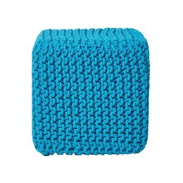 Homescapes STRICK-POUF t&uuml;rkis, Sitzw&uuml;rfel 35/35/35 cm