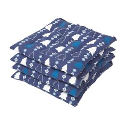 Homescapes STUHLKISSEN Winterland, blau im 4er-Set 40/40/5 cm