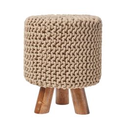 Homescapes STRICK-HOCKER beige, Dreibein 32/32/42 cm