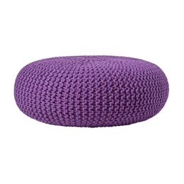 Homescapes STRICK-POUF lila, Bodenkissen rund 70/70/23 cm