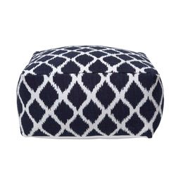 Homescapes SITZPOUF blau-wei&szlig; mit Ikat-Muster, 60/60/30 cm