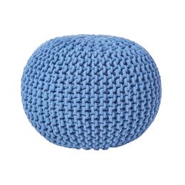 Homescapes STRICK-POUF blau, 40/40/35 cm