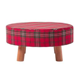 Homescapes HOCKER Edward Tartan rot kariert, 62/62/30 cm