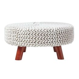 Homescapes STRICK-HOCKER natur, rund 62/62/30 cm