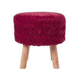Homescapes SAMT-HOCKER Lyla, magenta plissiert, 40/40/41 cm