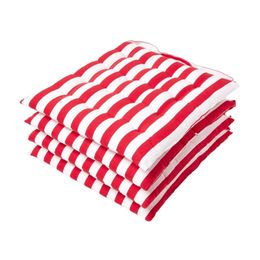 Homescapes STUHLKISSEN 4er-Set, 40/40/5 cm rot-wei&szlig; gestreift