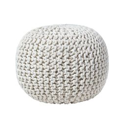 Homescapes STRICK-POUF natur, 40/40/35 cm
