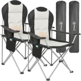 Camping-Klappstuhl Schwarz/Wei&szlig;, 2-teilig