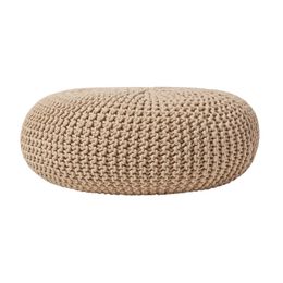 Homescapes STRICK-POUF beige, Bodenkissen rund 70/70/23 cm