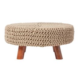 Homescapes STRICK-HOCKER natur, rund 62/62/30 cm