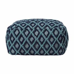 Homescapes SITZPOUF Tula blau-gr&uuml;n gemustert, 55/55/30 cm