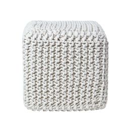 Homescapes STRICK-POUF natur, Sitzw&uuml;rfel 35/35/35 cm