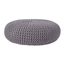Homescapes STRICK-POUF grau, Bodenkissen rund 70/70/23 cm