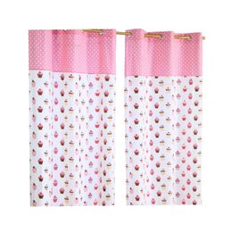 Homescapes &Ouml;SENVORHANG Cupcakes blickdicht 2er-Set, 137/228 cm