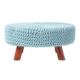 Homescapes STRICK-HOCKER pastellblau, rund 62/62/30 cm