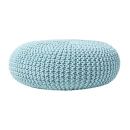 Homescapes STRICK-POUF pastellblau, Bodenkissen rund 70/70/23 cm