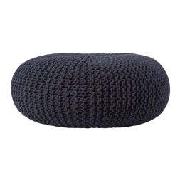 Homescapes STRICK-POUF schwarz, Bodenkissen rund 70/70/23 cm