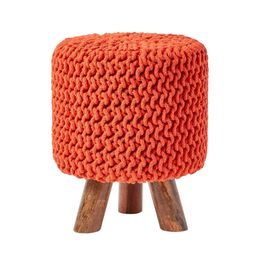 Homescapes STRICK-HOCKER orange, Dreibein 32/32/42 cm