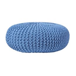Homescapes STRICK-POUF blau, Bodenkissen rund 70/70/23 cm