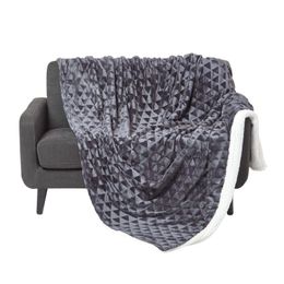 Homescapes KUSCHELDECKE Sherpa 200/230 cm, Samtdecke mit Dreieckmuster
