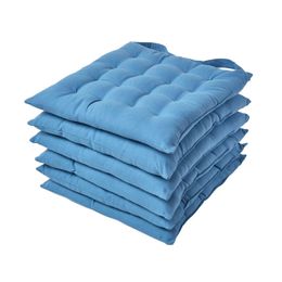 Homescapes STUHLKISSEN 6er-Set blau 40/40/6,5 cm