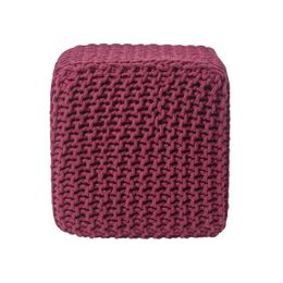 Homescapes STRICK-POUF weinrot, Sitzw&uuml;rfel 35/35/35 cm