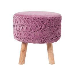 Homescapes SAMT-HOCKER Lyla, mauve plissiert, 40/40/41 cm