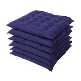 Homescapes STUHLKISSEN 6er-Set dunkelblau 40/40/6,5 cm