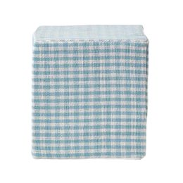 Homescapes SITZW&Uuml;RFEL Vichy-Karo blau, Hocker kariert 36/36/38 cm