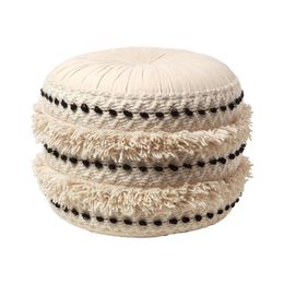 Homescapes POUF Sahara schwarz-creme im Boho-Stil, 40/40/50 cm