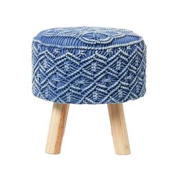 Homescapes MAKRAMEE-HOCKER Willow blau, 41/41/43 cm