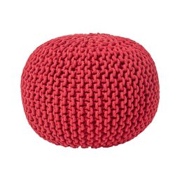 Homescapes STRICK-POUF rot, 40/40/35 cm