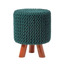 Homescapes STRICK-HOCKER tannengr&uuml;n, Dreibein 32/32/42 cm