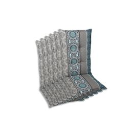 Sesselauflagenset Blau/Grau, 6-teilig