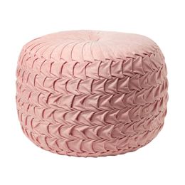 Homescapes SAMT-POUF Grace rosa, plissiert in Flechtoptik, 50/50/35 cm