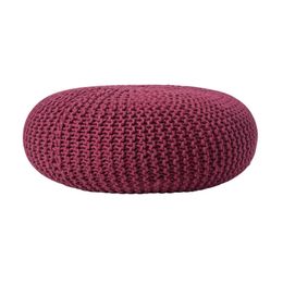Homescapes STRICK-POUF weinrot, Bodenkissen rund 70/70/23 cm