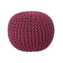 Homescapes STRICK-POUF weinrot, 40/40/35 cm