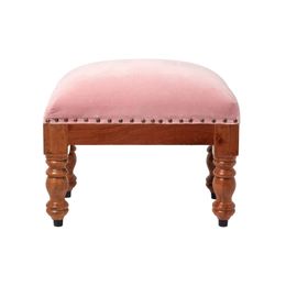 Homescapes SAMT-HOCKER Mable, rosa mit Holzbeinen, 50/30/40 cm