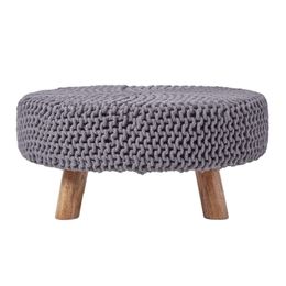 Homescapes STRICK-HOCKER grau, rund 62/62/30 cm