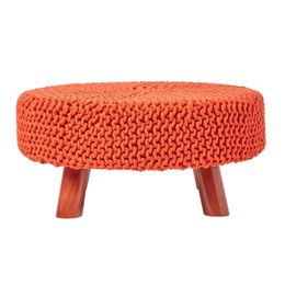 Homescapes STRICK-HOCKER orange, rund 62/62/30 cm
