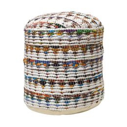Homescapes SITZPOUF rund, creme-bunt gemustert 40/40/45 cm