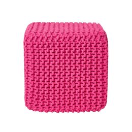 Homescapes STRICK-POUF pink, Sitzw&uuml;rfel 35/35/35 cm