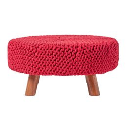 Homescapes STRICK-HOCKER rot, rund 62/62/30 cm