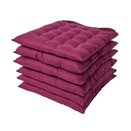 Homescapes STUHLKISSEN 6er-Set weinrot 40/40/6,5 cm