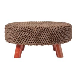 Homescapes STRICK-HOCKER braun, rund 62/62/30 cm