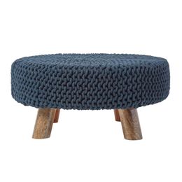 Homescapes STRICK-HOCKER schwarz, rund 62/62/30 cm