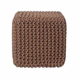 Homescapes STRICK-POUF braun, Sitzw&uuml;rfel 35/35/35 cm
