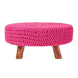 Homescapes STRICK-HOCKER pink, rund 62/62/30 cm